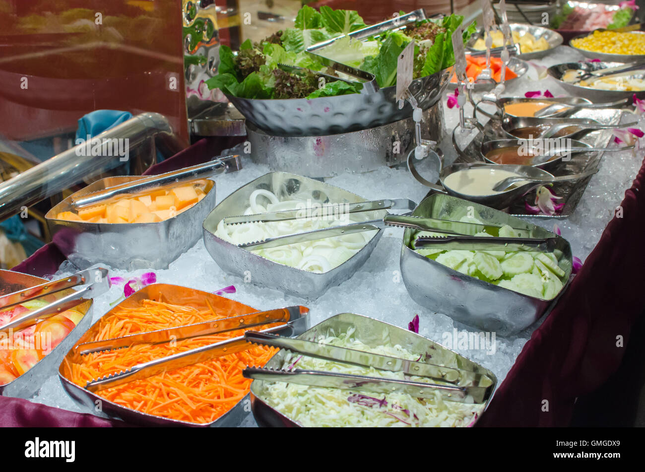Salad bar with vegetables in the restaurant Stock Photo - Alamy