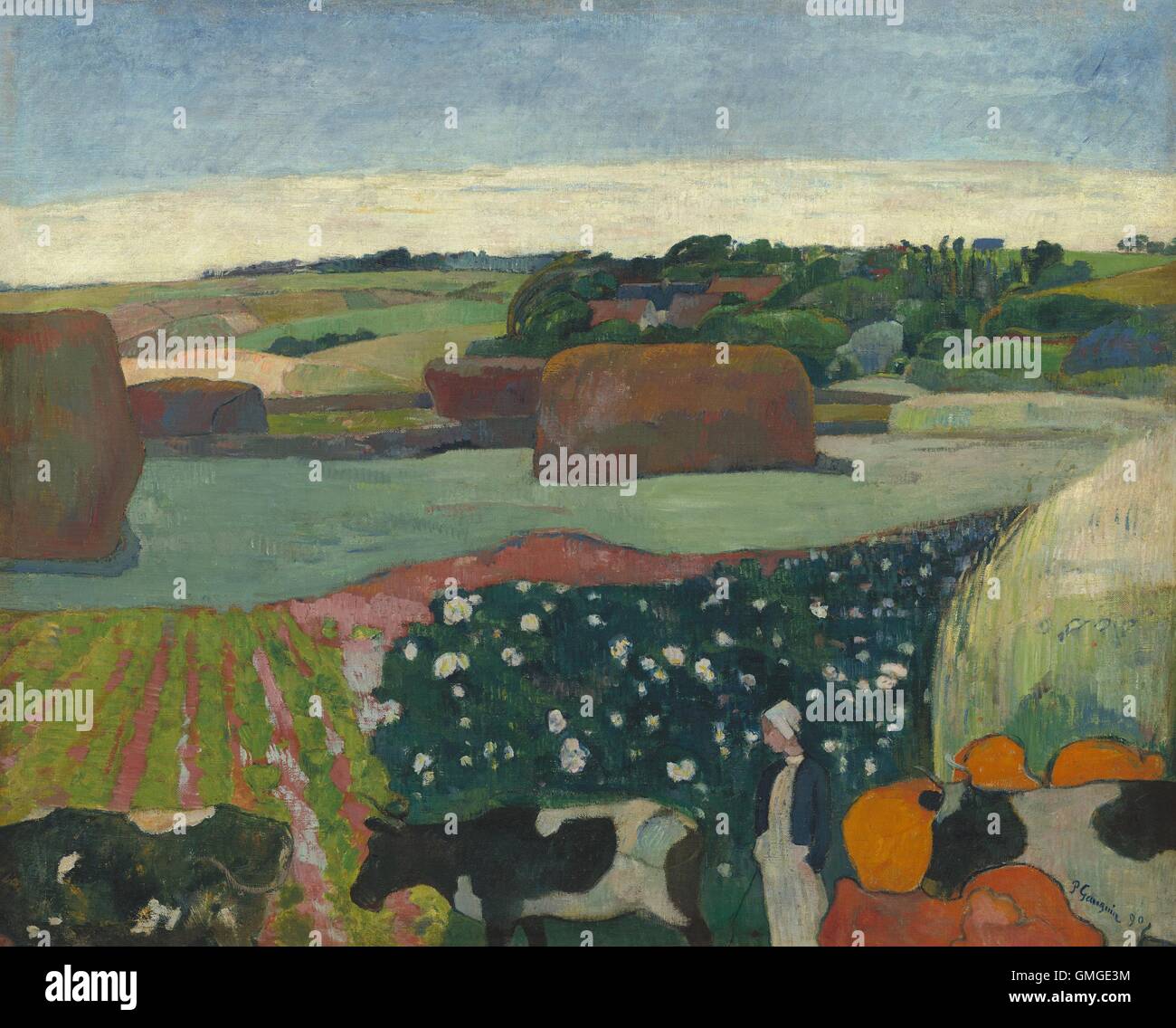 Haystacks in Brittany, by Paul Gauguin, 1890, French Post-Impressionist ...