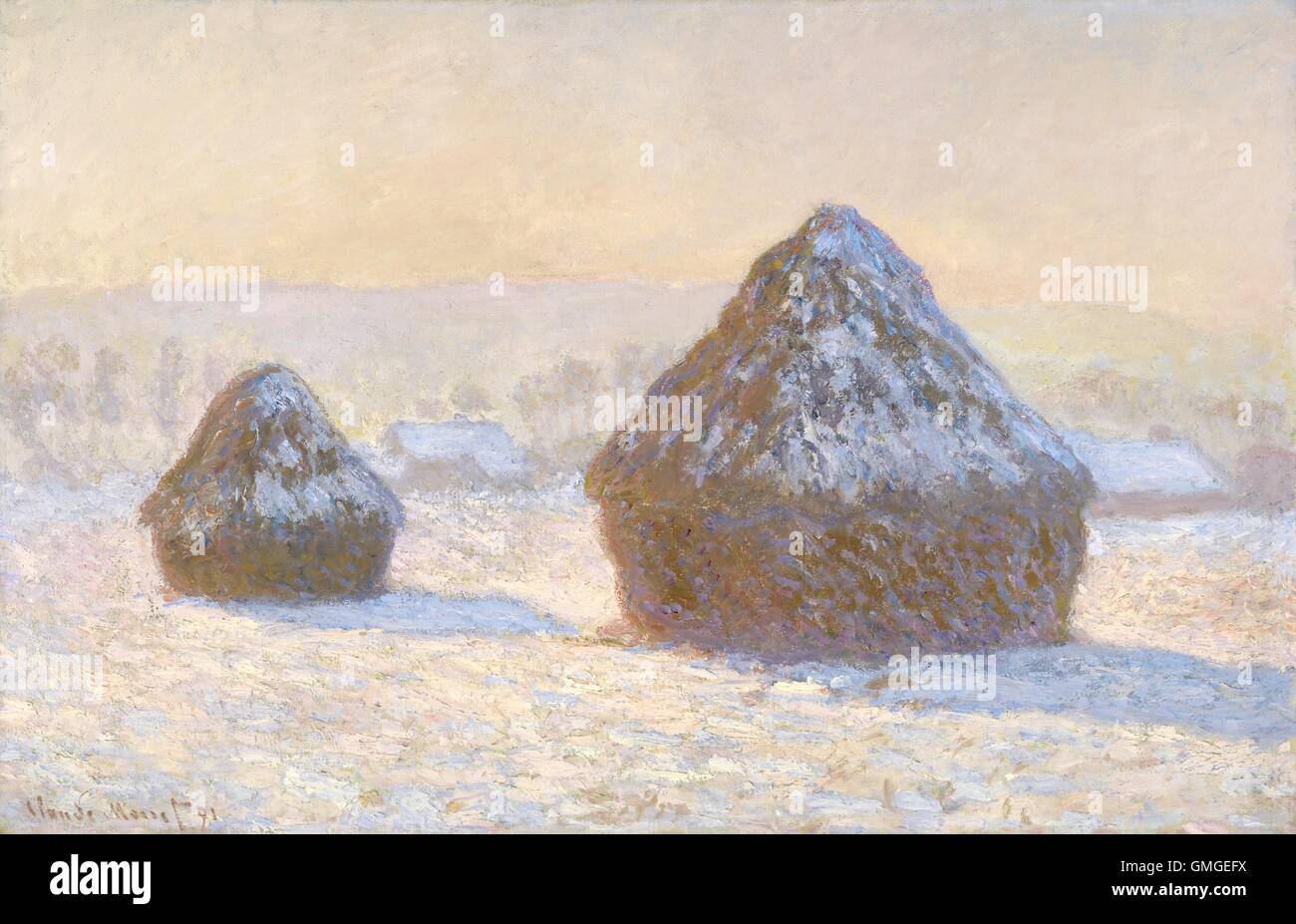 Wheatstacks, Snow Effect, Morning, by Claude Monet, 1891, French ...