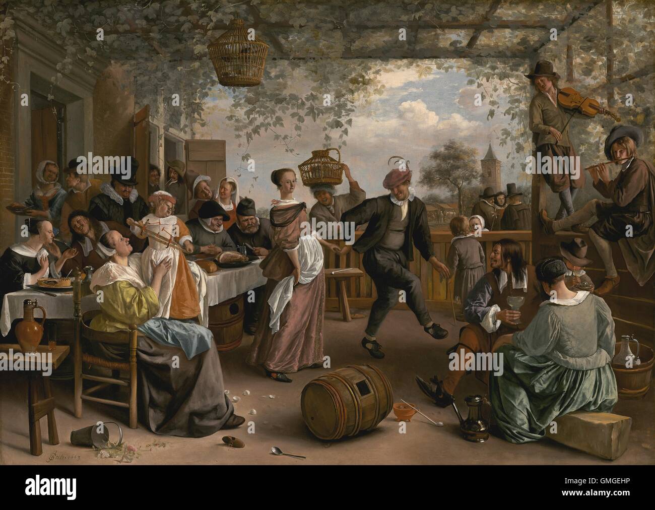 Jan Steen, by The Dancing Couple, 1663, Dutch painting, oil on canvas ...