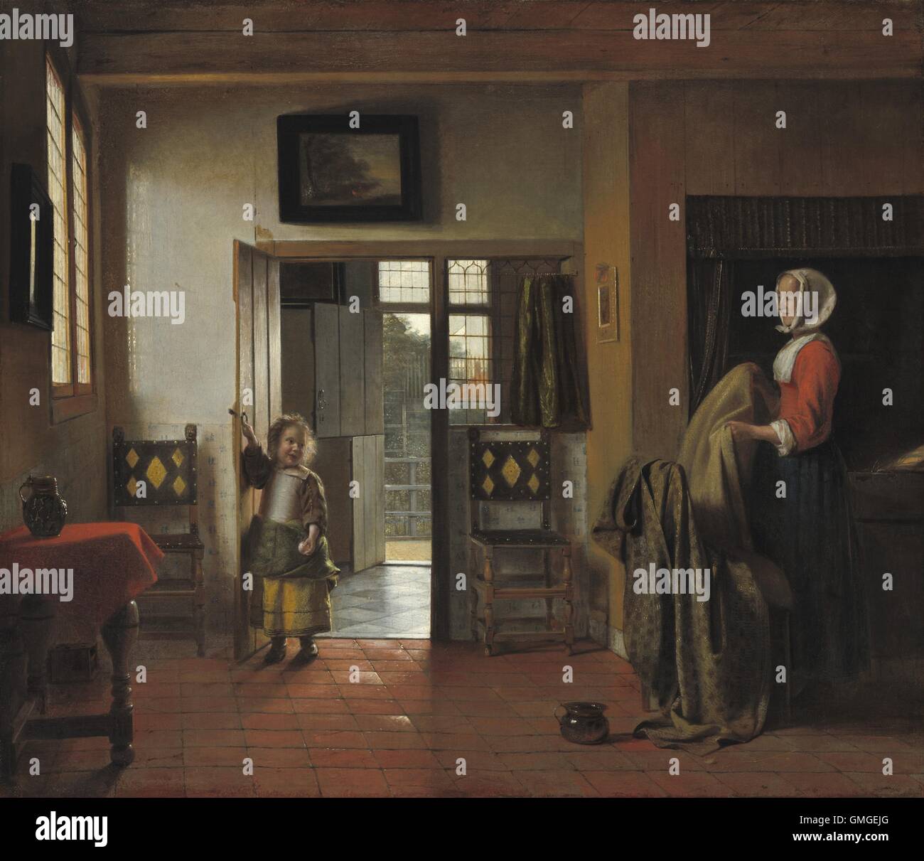 The Bedroom, by Pieter de Hooch, 1658-90, Dutch painting, oil on canvas ...
