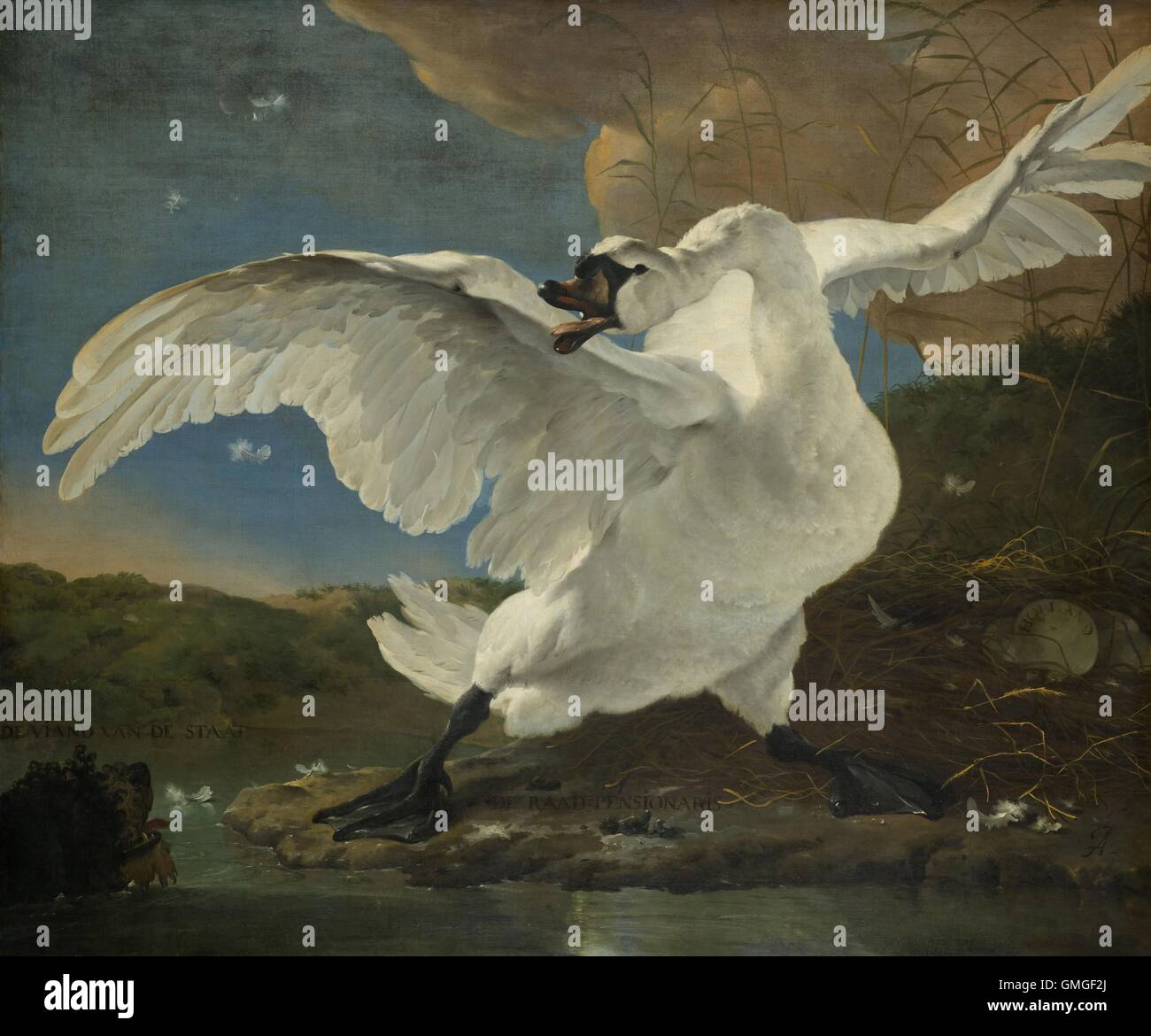 The Threatened Swan, by Jan Asselijn, c. 1650, Dutch painting, oil on ...