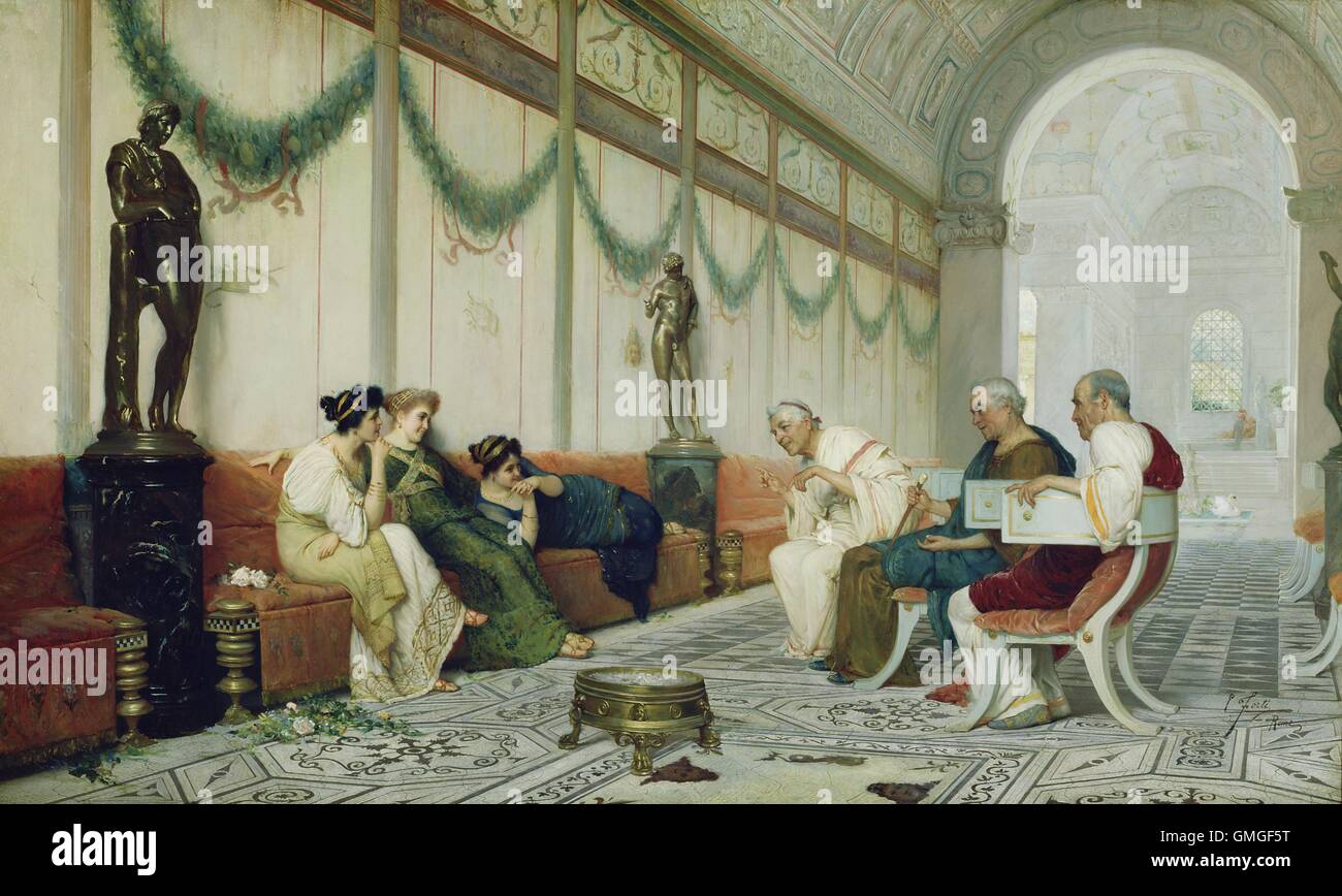 Interior of Roman Building with Figures, by Ettore Forti , 1890-1910 c ...