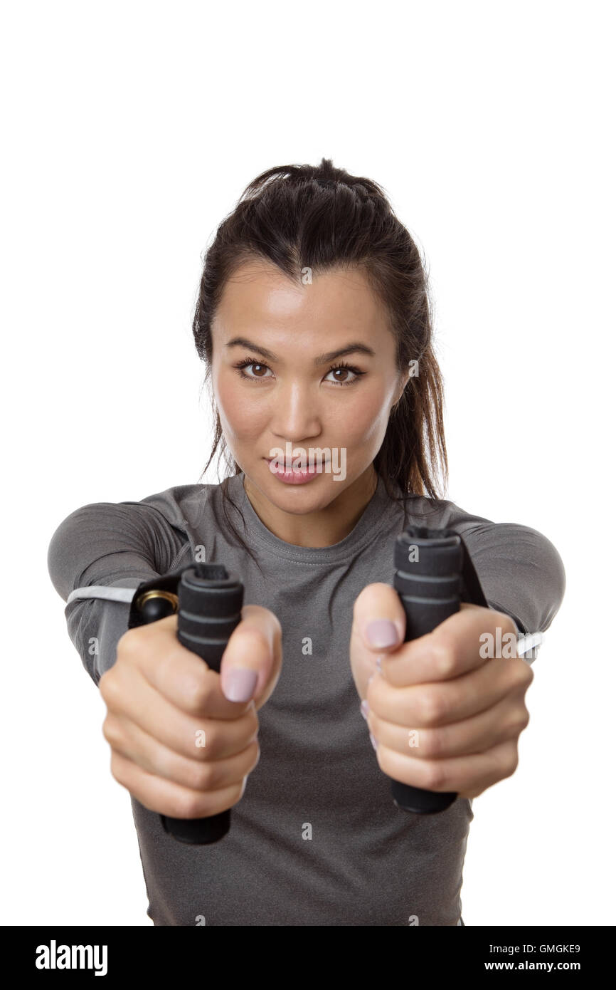 Attractive lady exercising resistance band hi-res stock photography and ...