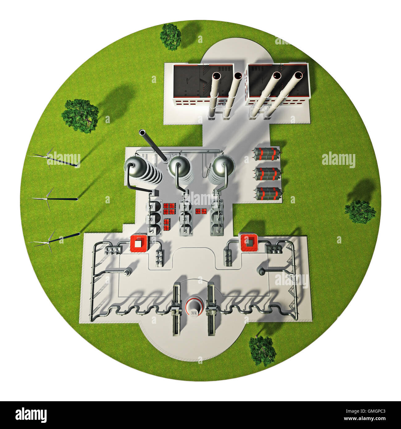 factory 3d rendering. top view Stock Photo - Alamy