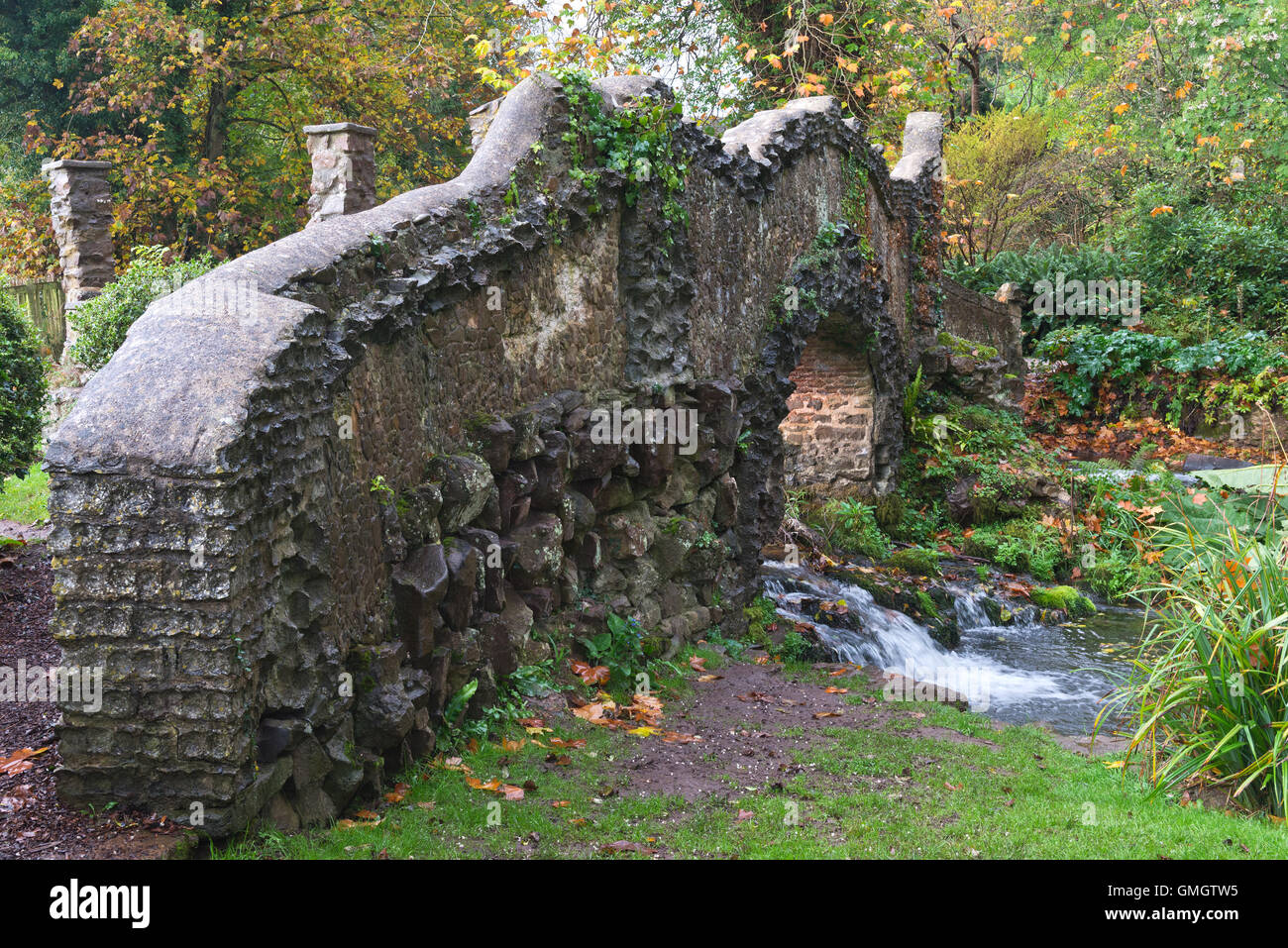 The Gothic style Lovers Bridge standing over the River Avill at Dunster ...