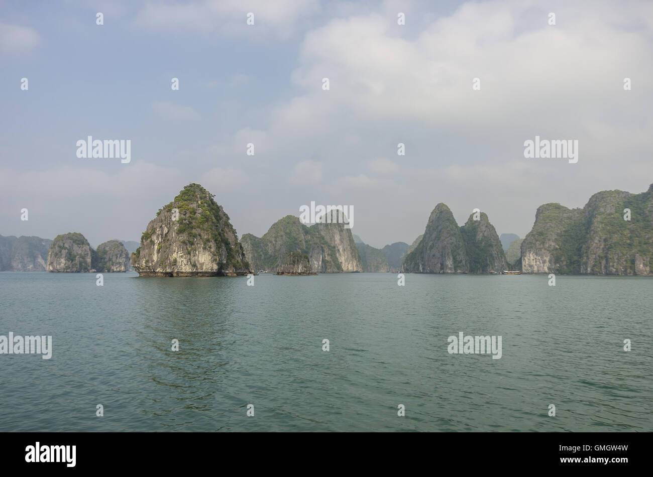 Beautiful limestone mountain scenery panorama of Ha Long Bay, North ...