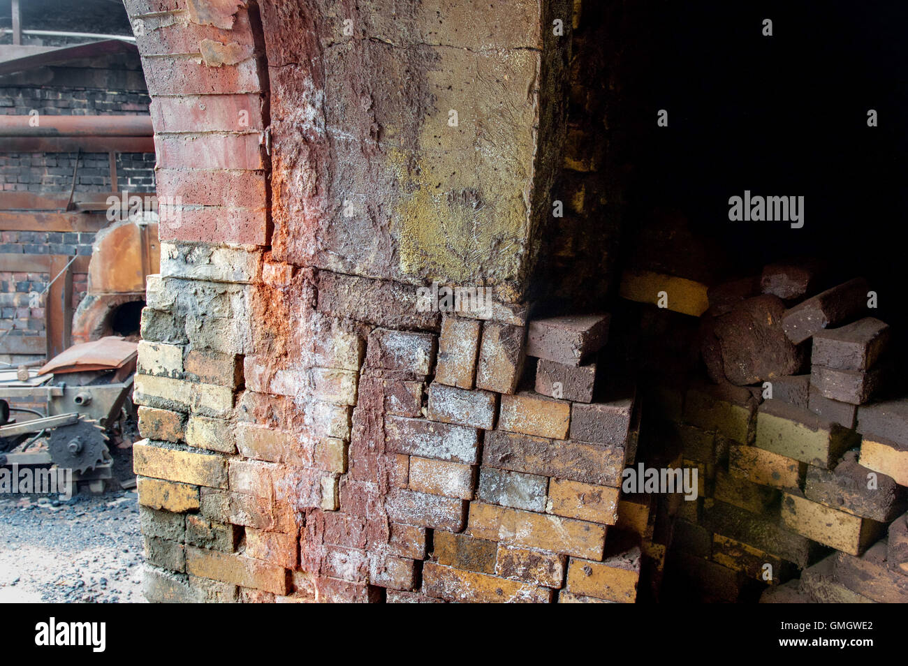 Colorful bricks in the entrance to a beehive kiln, now closed, in ...