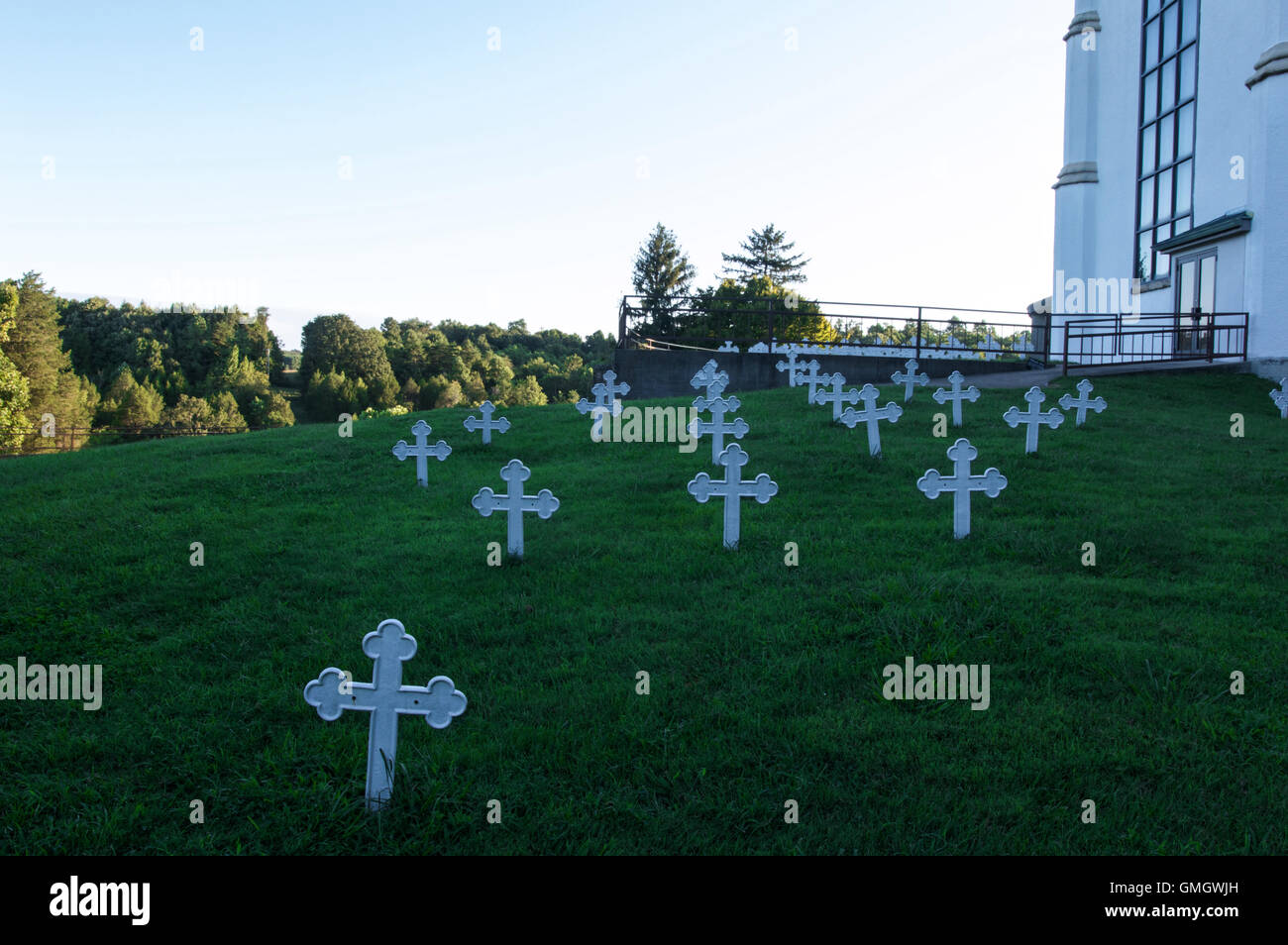 Crosses mark monks' graves at the Abbey of Gethsemani, a Trappist ...