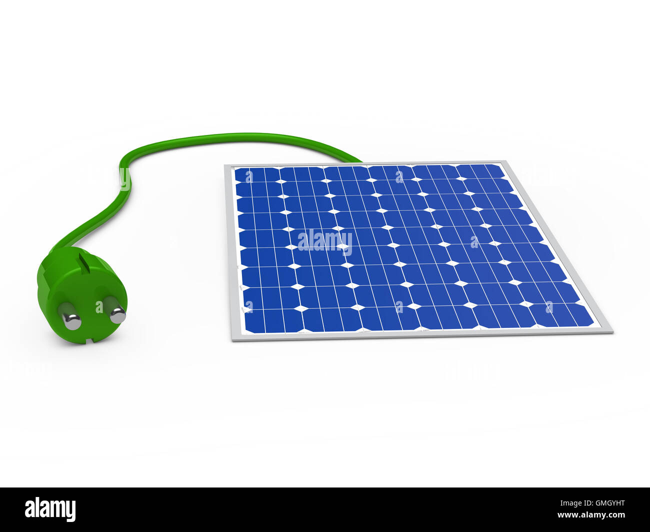 3d solar power panel with green plug hi-res stock photography and ...