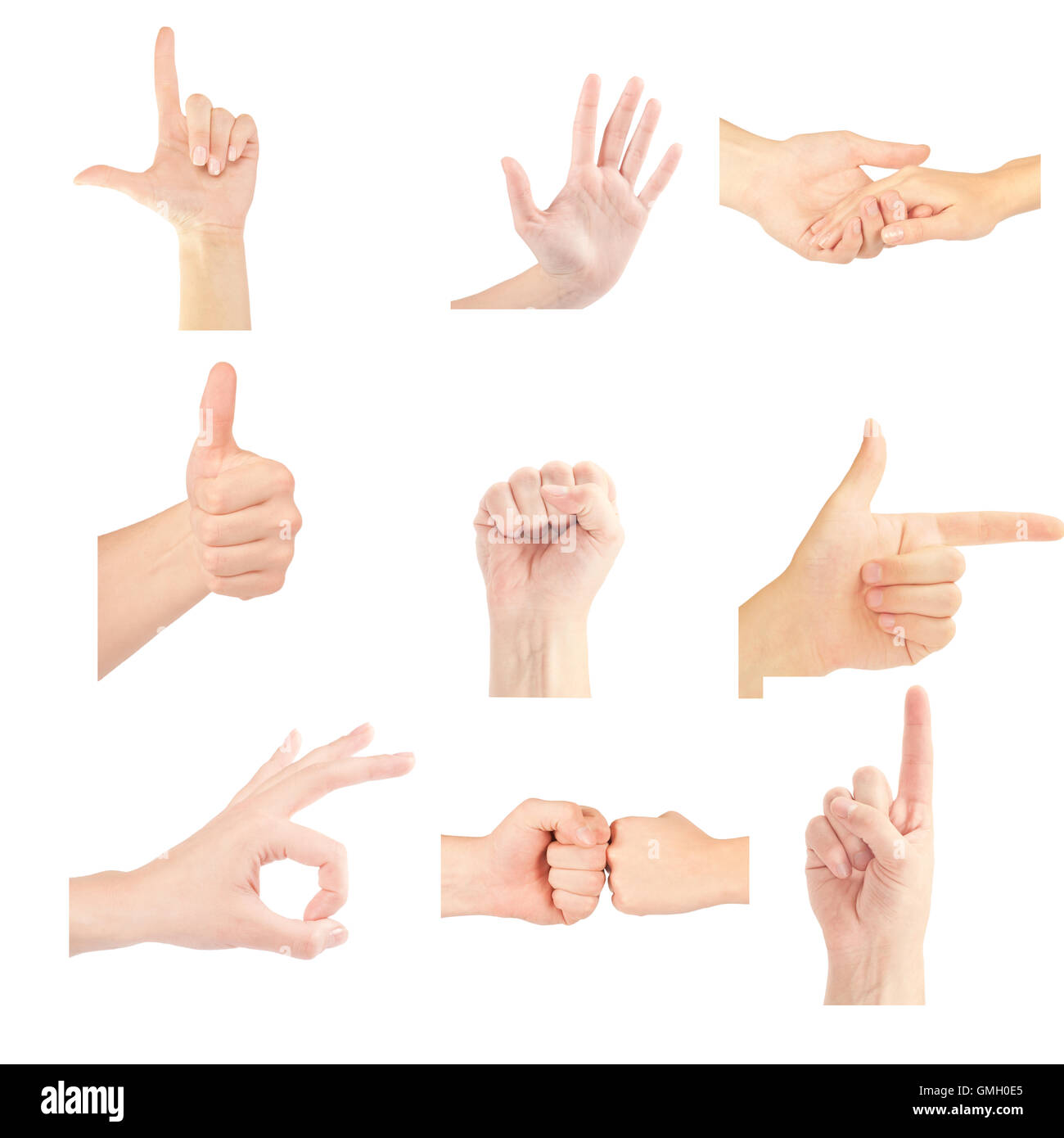 Set of gesturing hands isolated on white background Stock Photo - Alamy