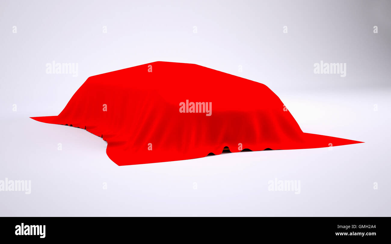 Car covered with red cloth Stock Photo - Alamy