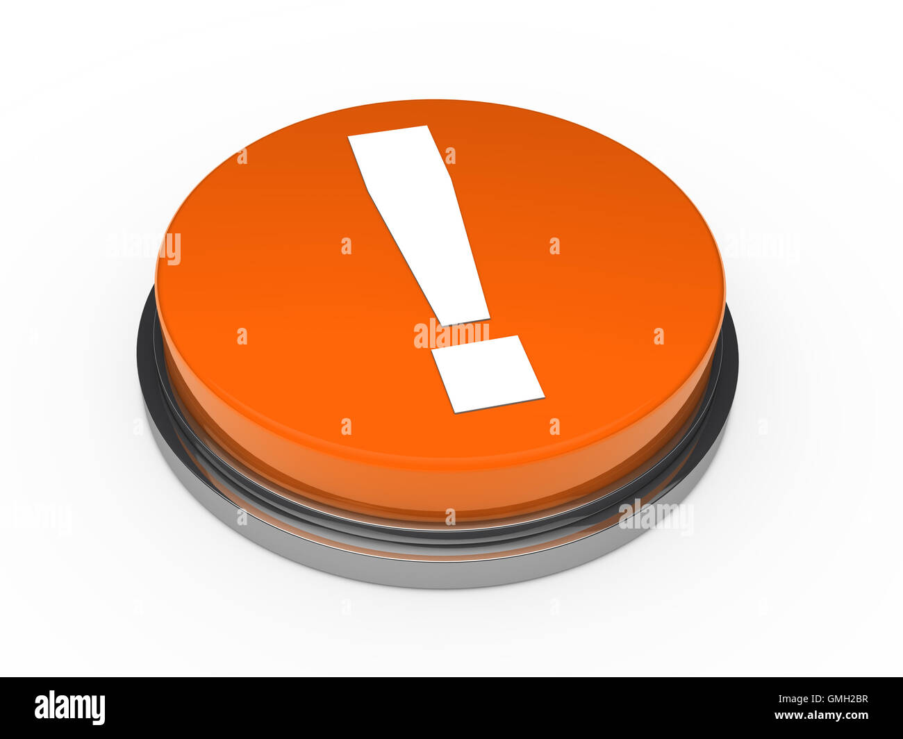 3d orange button exclamation mark Stock Photo - Alamy