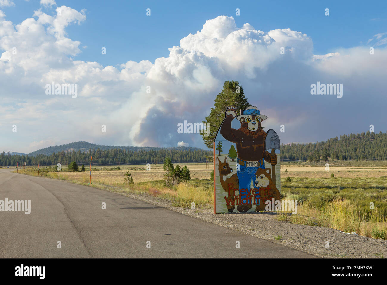 Smokey bear fire danger sign in the Sierra Nevada California with the ...