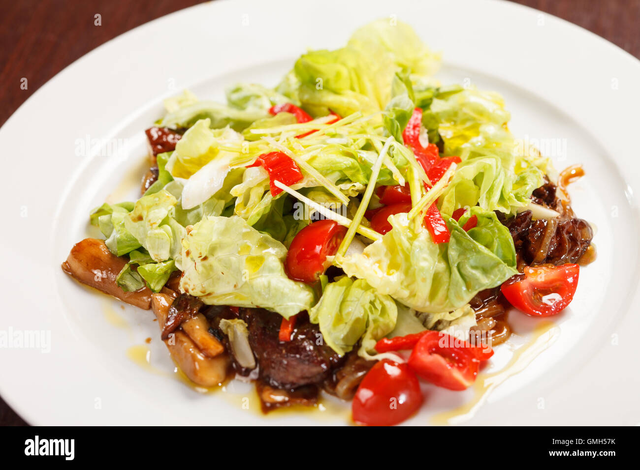 Salad with meat Stock Photo - Alamy