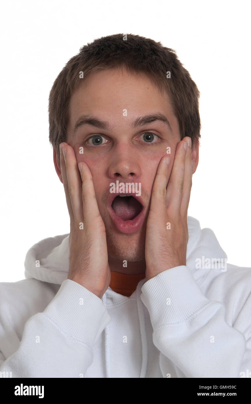 teenage boy looking shocked Stock Photo - Alamy