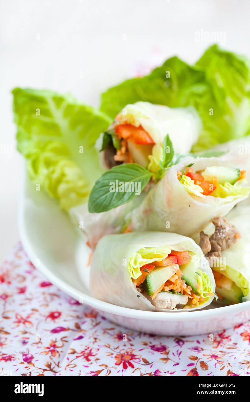 Rice paper springrolls Stock Photo - Alamy