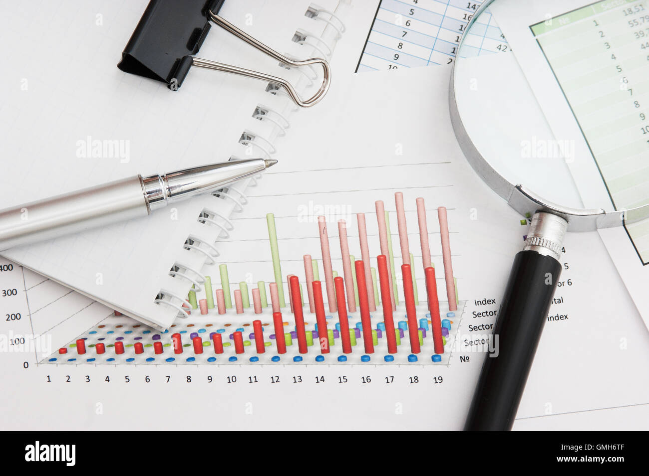 Graphs tables and documents Stock Photo - Alamy
