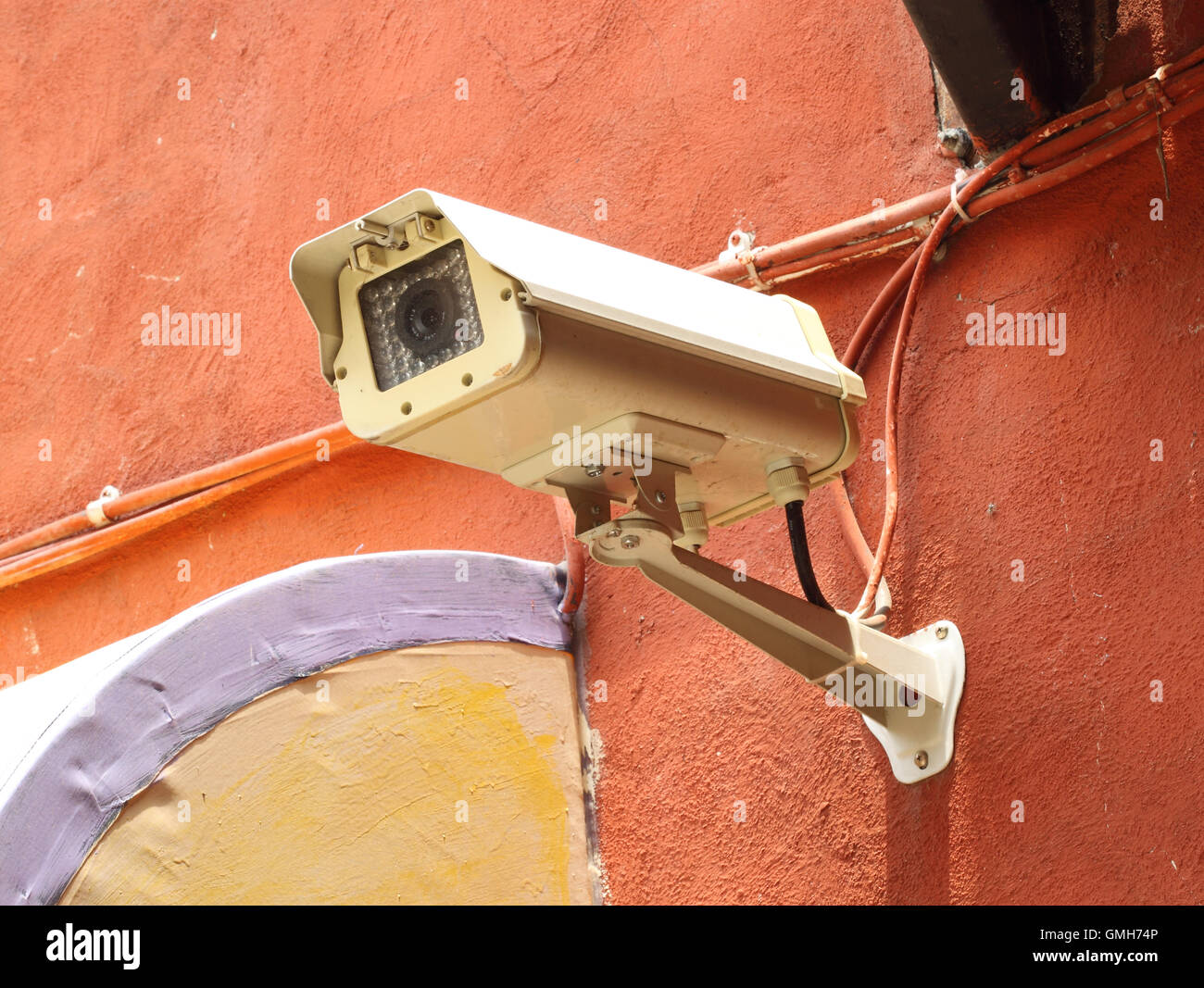 security camera CCTV on wall Stock Photo - Alamy