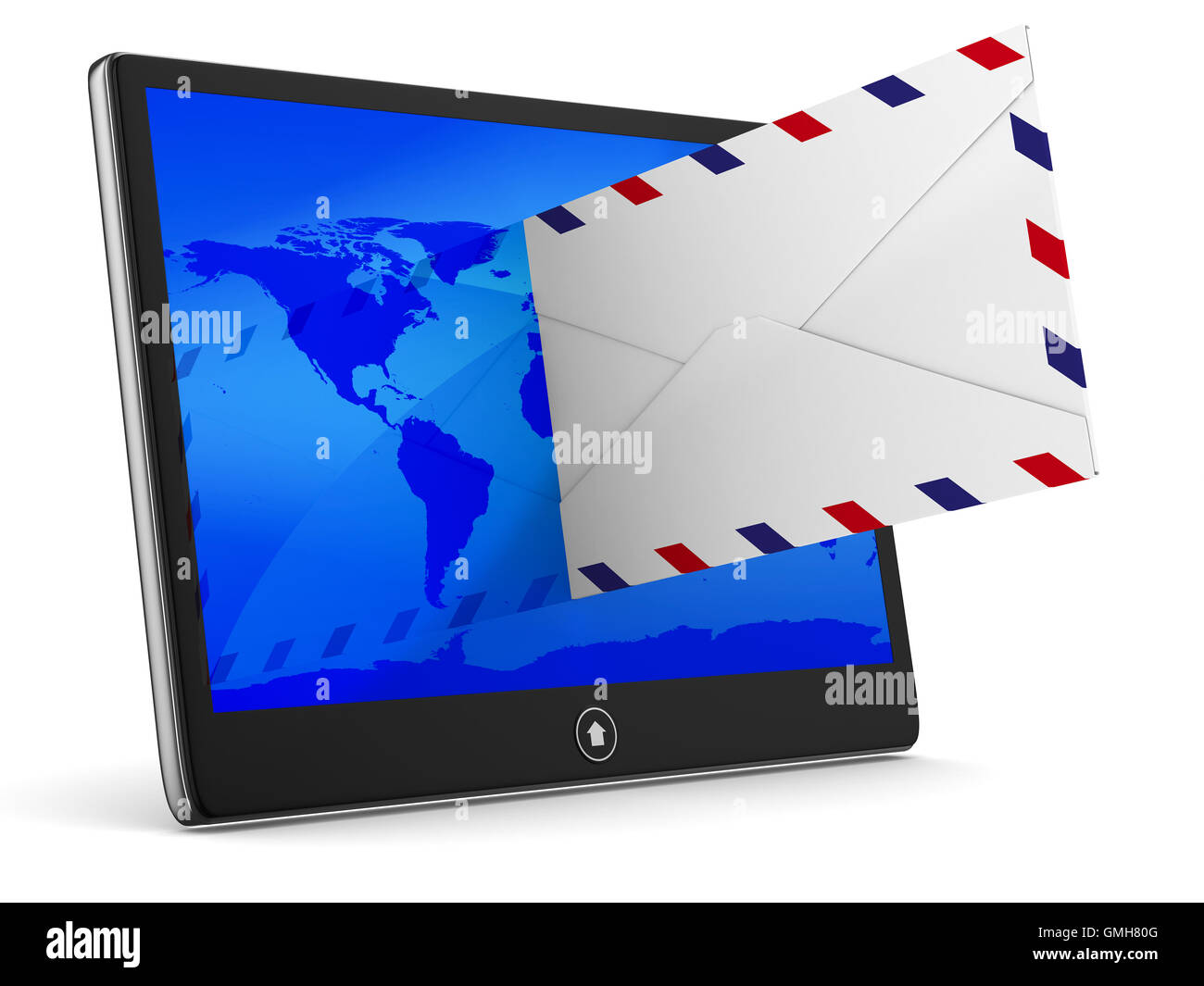 tablet and envelope on white background. Isolated 3D image Stock Photo ...