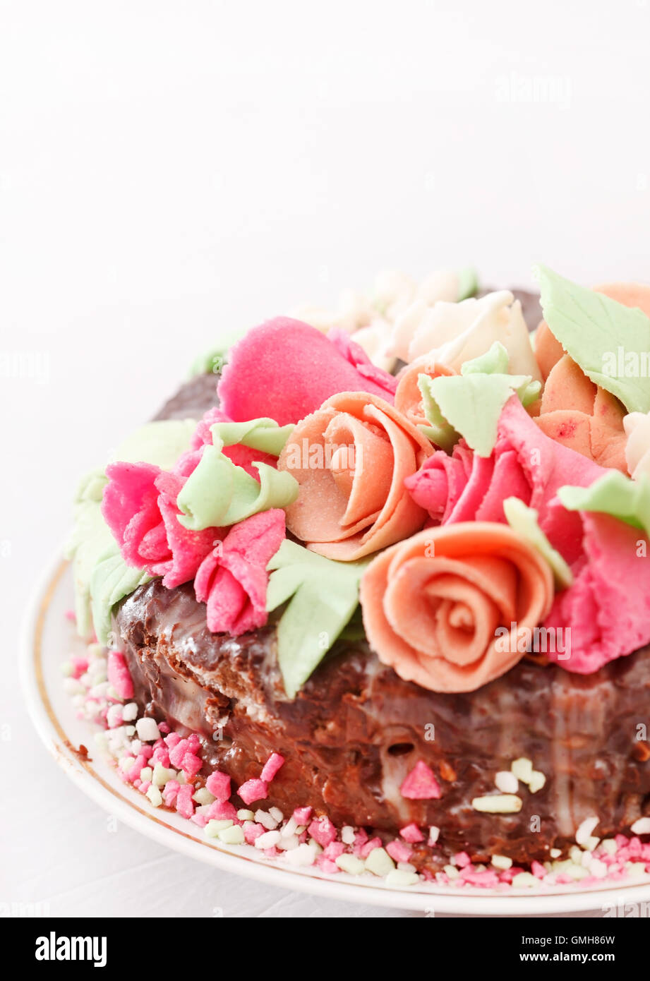 tasty cake with roses Stock Photo - Alamy