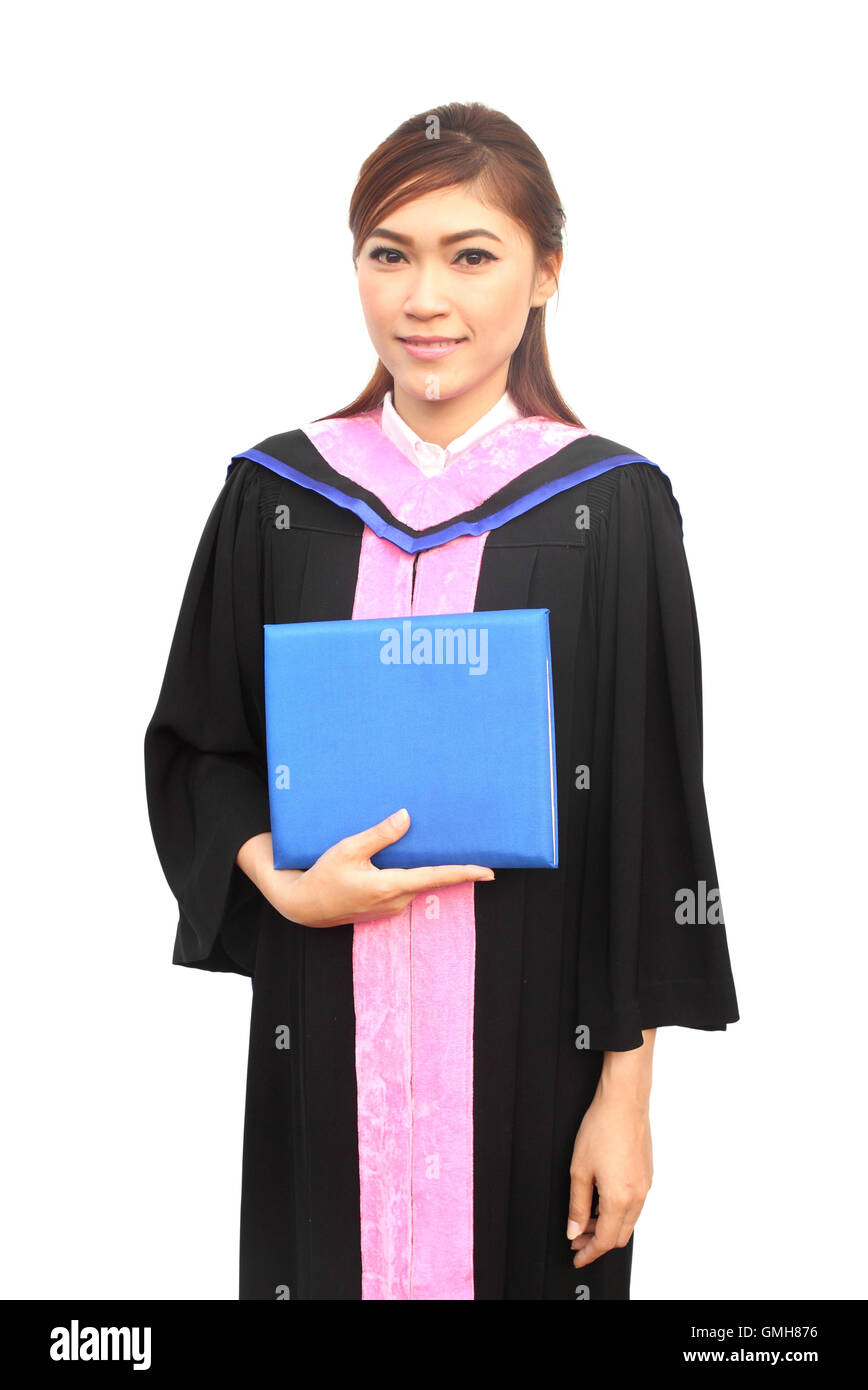 beautiful graduation girl holding her diploma Stock Photo - Alamy
