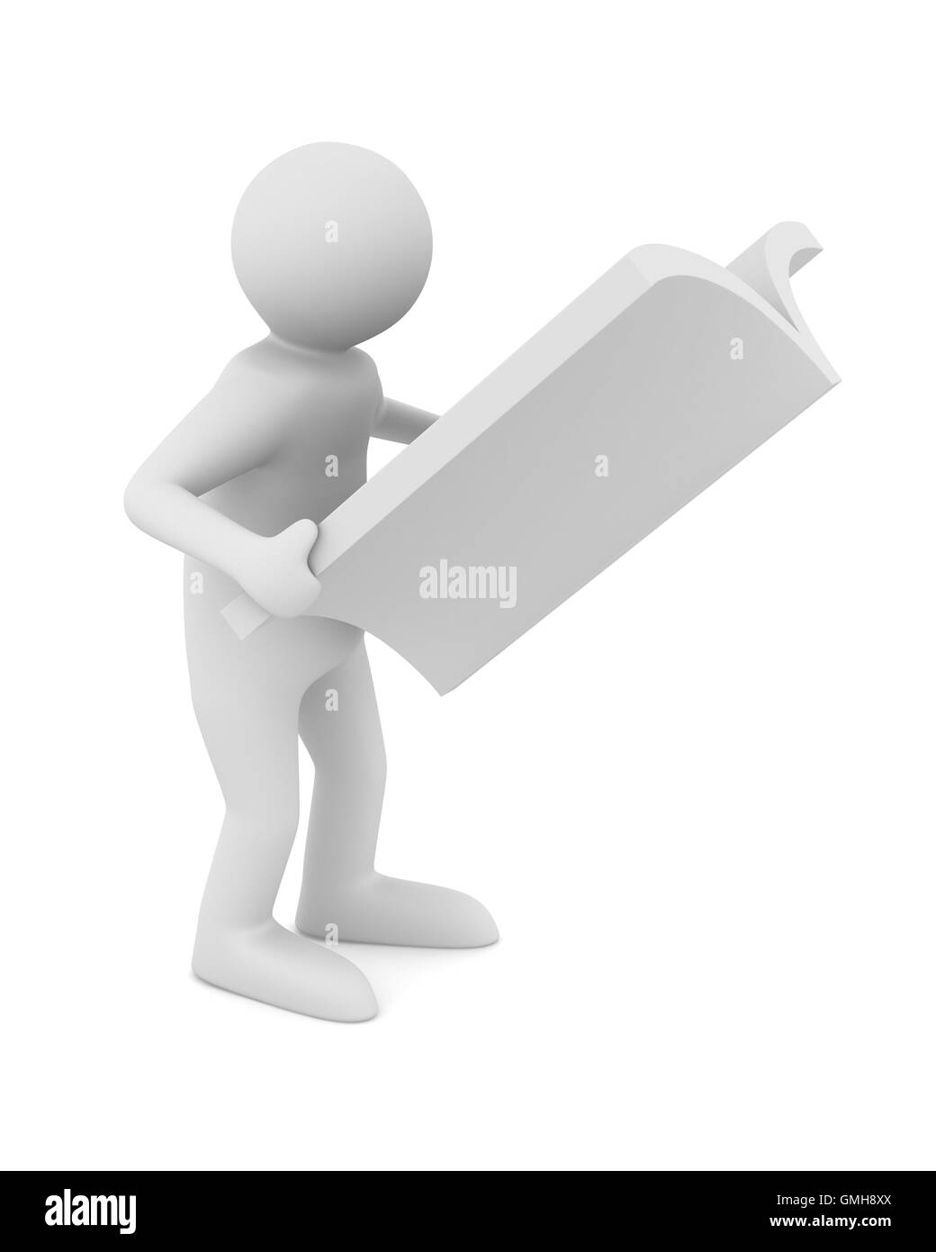 man reads magazine on white background. Isolated 3D image Stock Photo ...
