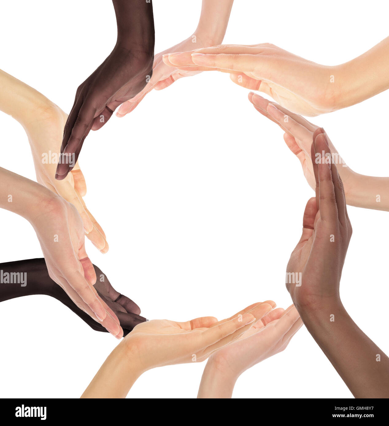 Conceptual symbol of multiracial human hands making a circle Stock ...