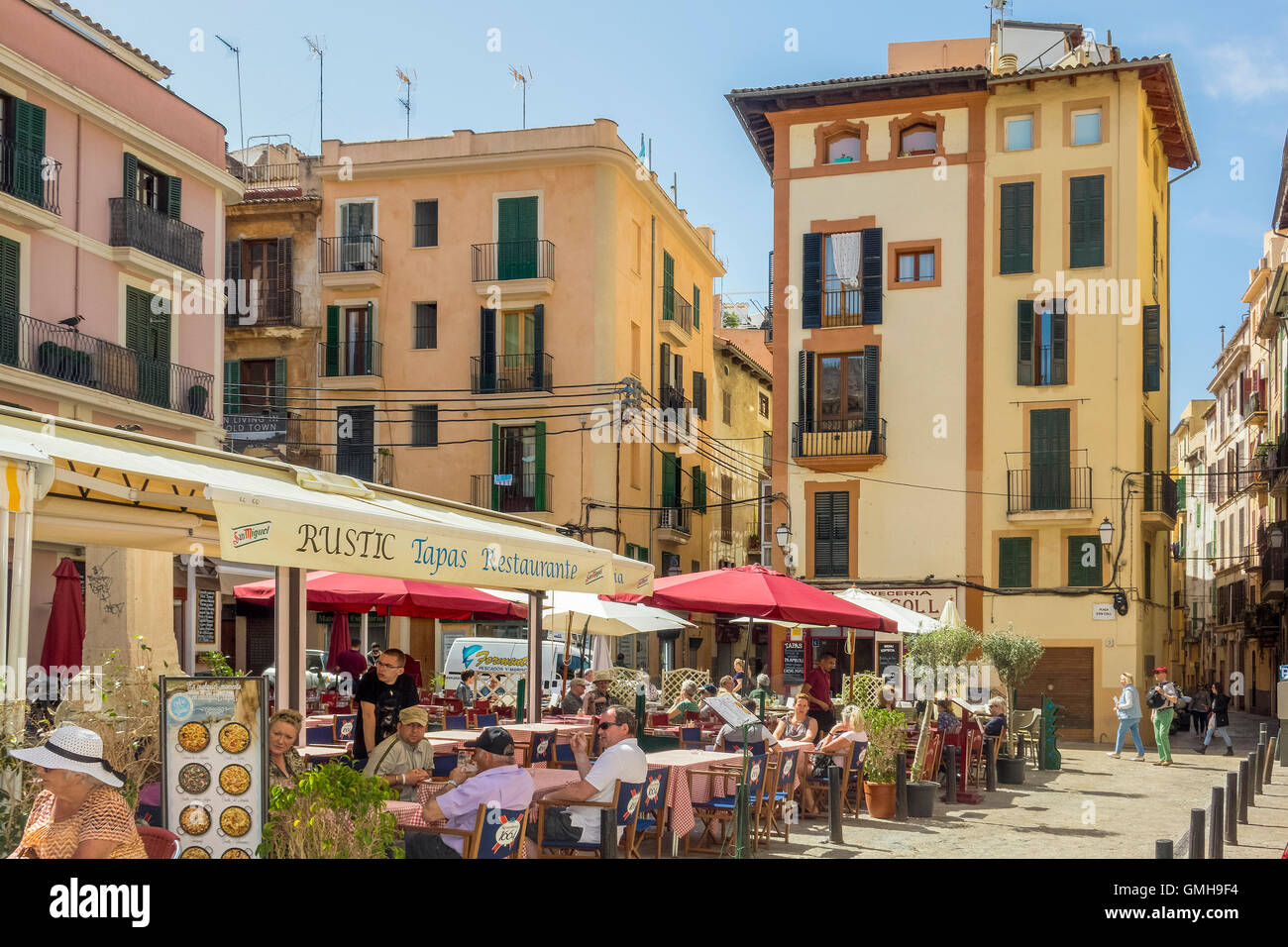 Restaurants In The Old Town Palma Majorca Spain Stock Photo - Alamy