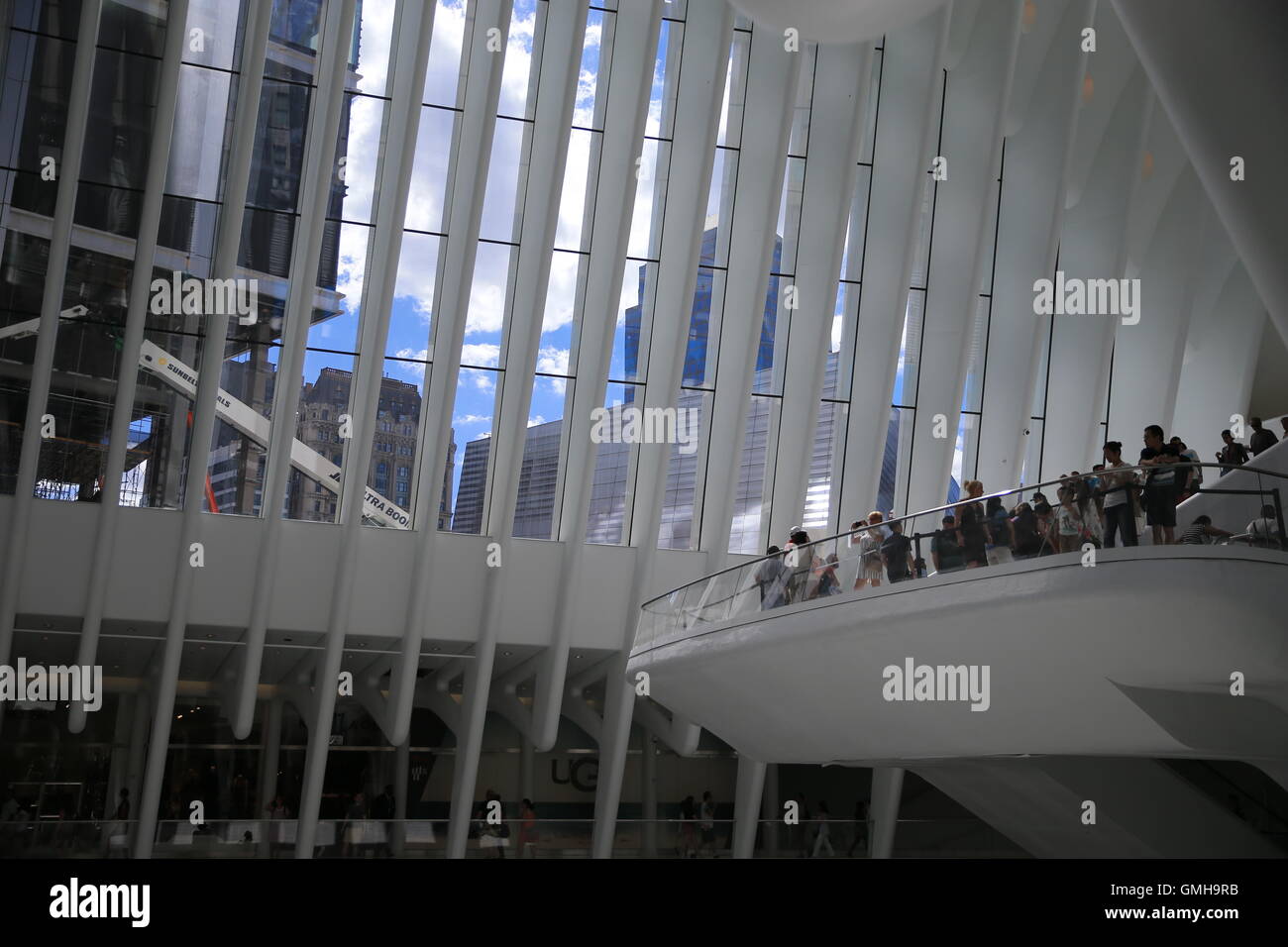 People walk through the Oculus mall at World Trade Center on Monday ...