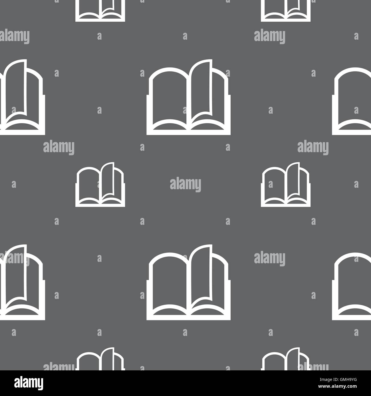 Book sign icon. Open book symbol. Seamless pattern on a gray background ...