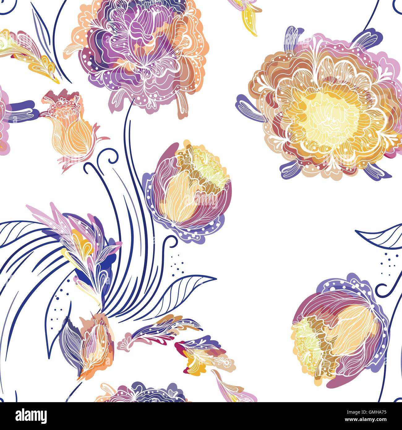 Japanese Style Floral Pattern Stock Vector Image & Art - Alamy