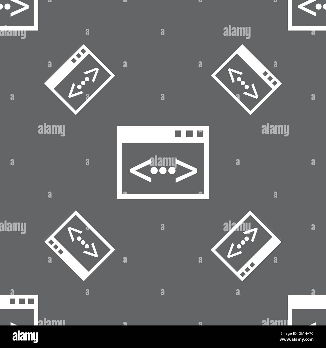 Code Sign Icon Programmer Symbol Seamless Pattern On A Gray