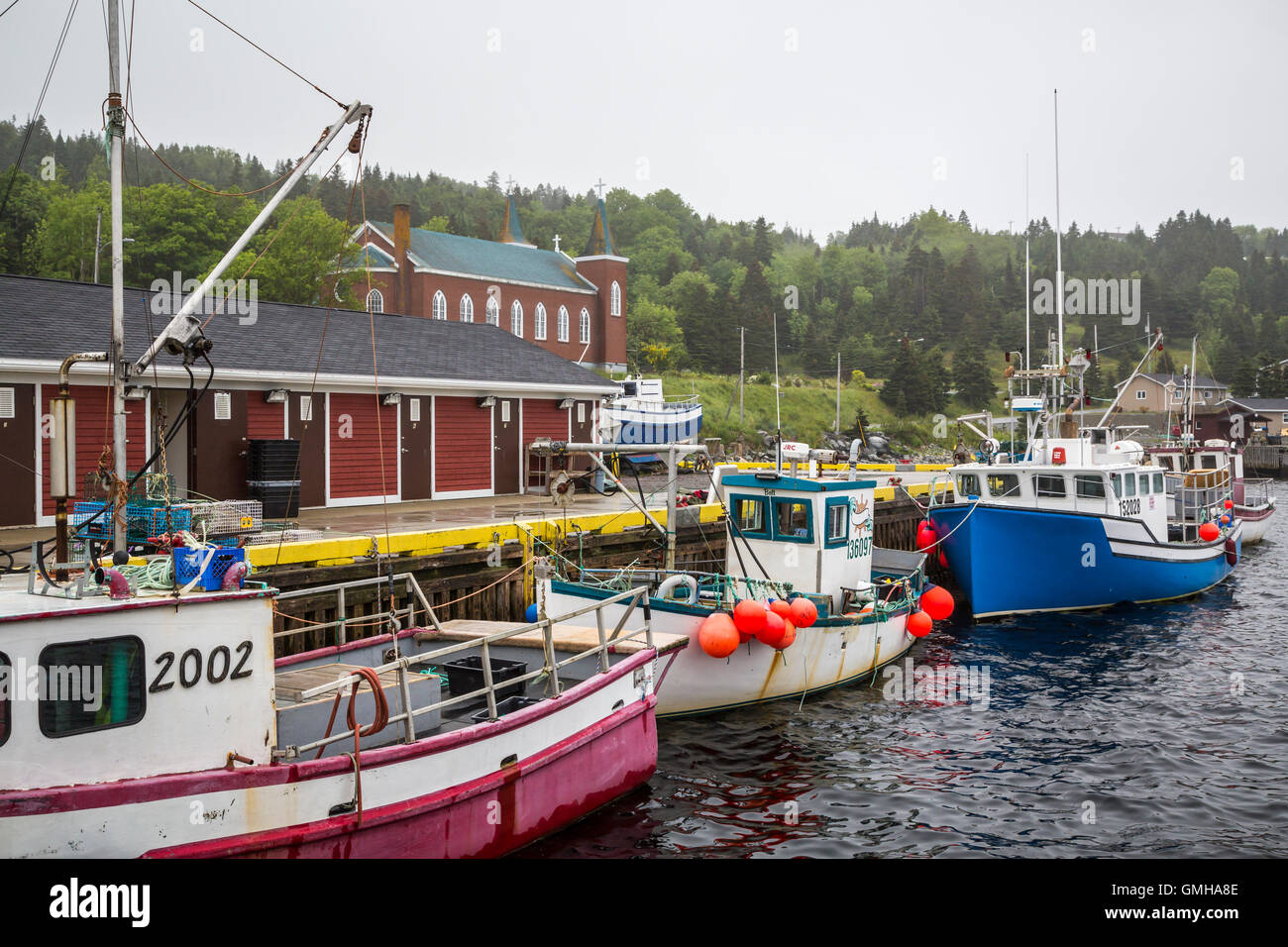 Fishing gear and boats at Cape Broyle, Newfoundland and Labrador ...