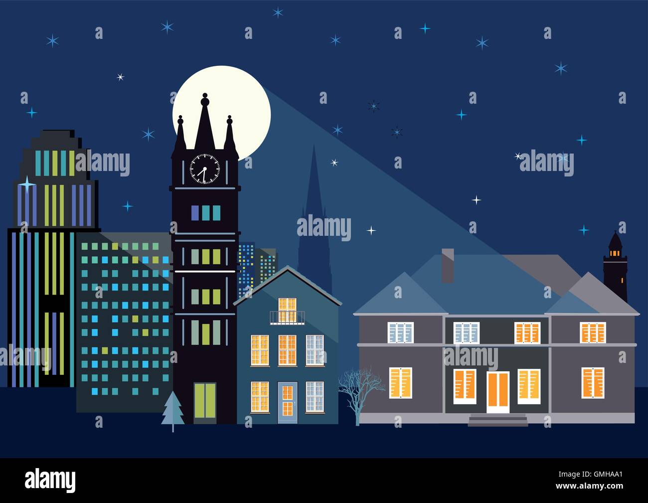 Evening scenery city Stock Vector Images - Alamy