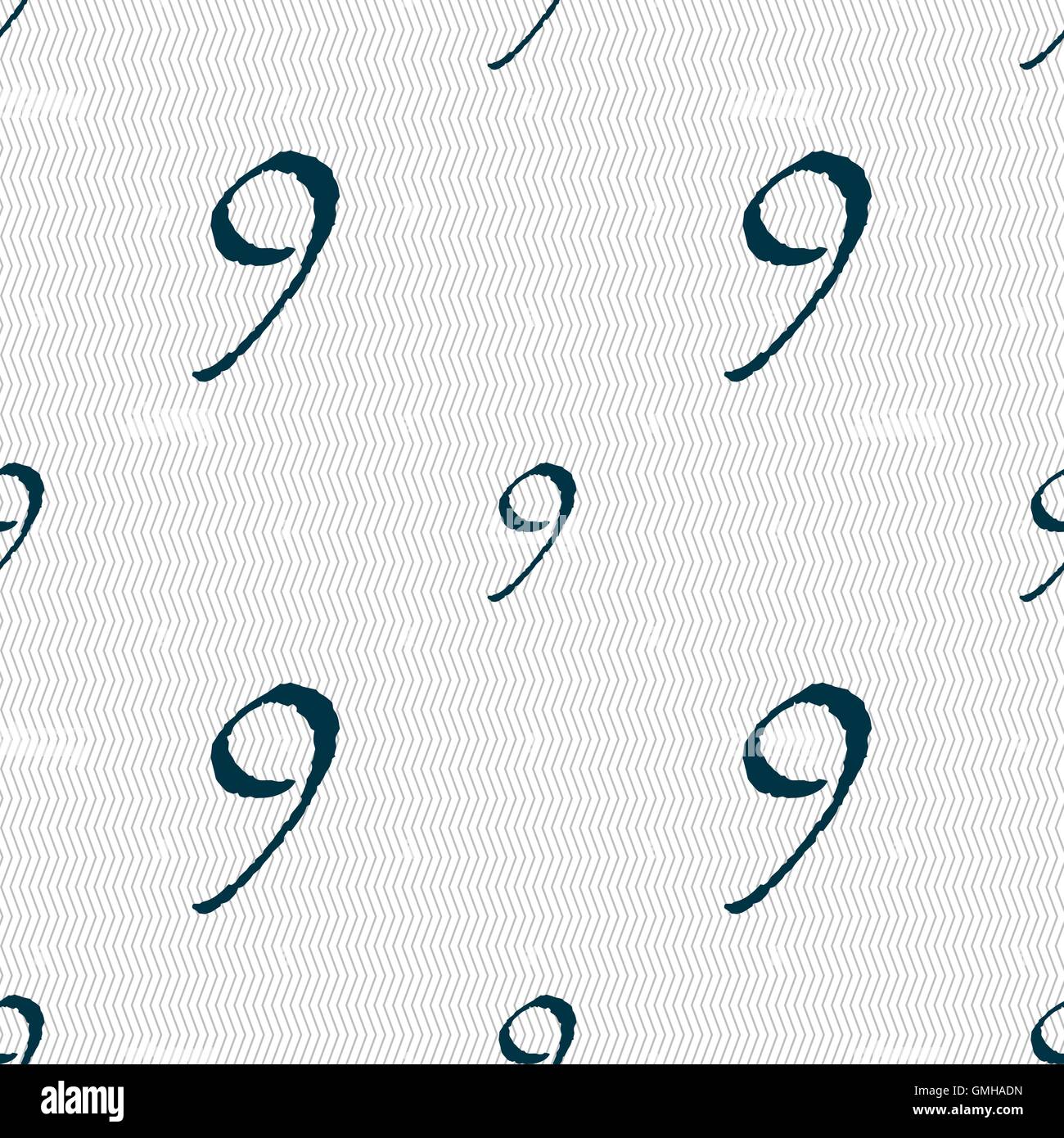 number Nine icon sign. Seamless abstract background with geometric ...