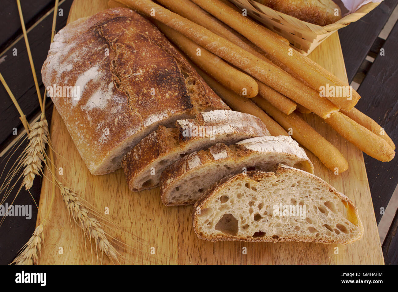 Collection of baked products including different sorts of bread and ...