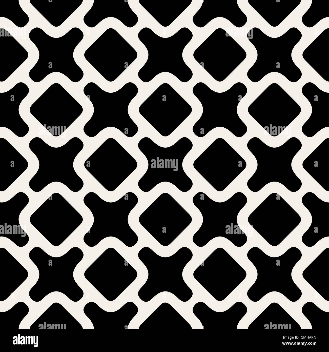 Vector Seamless Black And White Rounded Shape Pattern Stock Vector ...