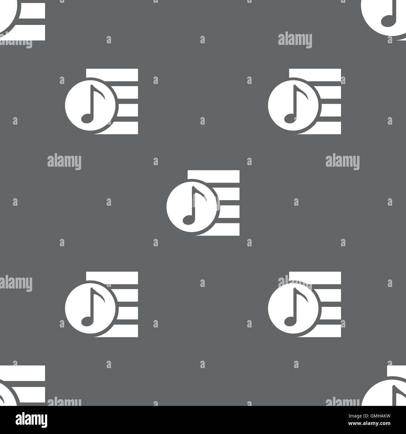 Audio, MP3 file icon sign. Seamless pattern on a gray background ...