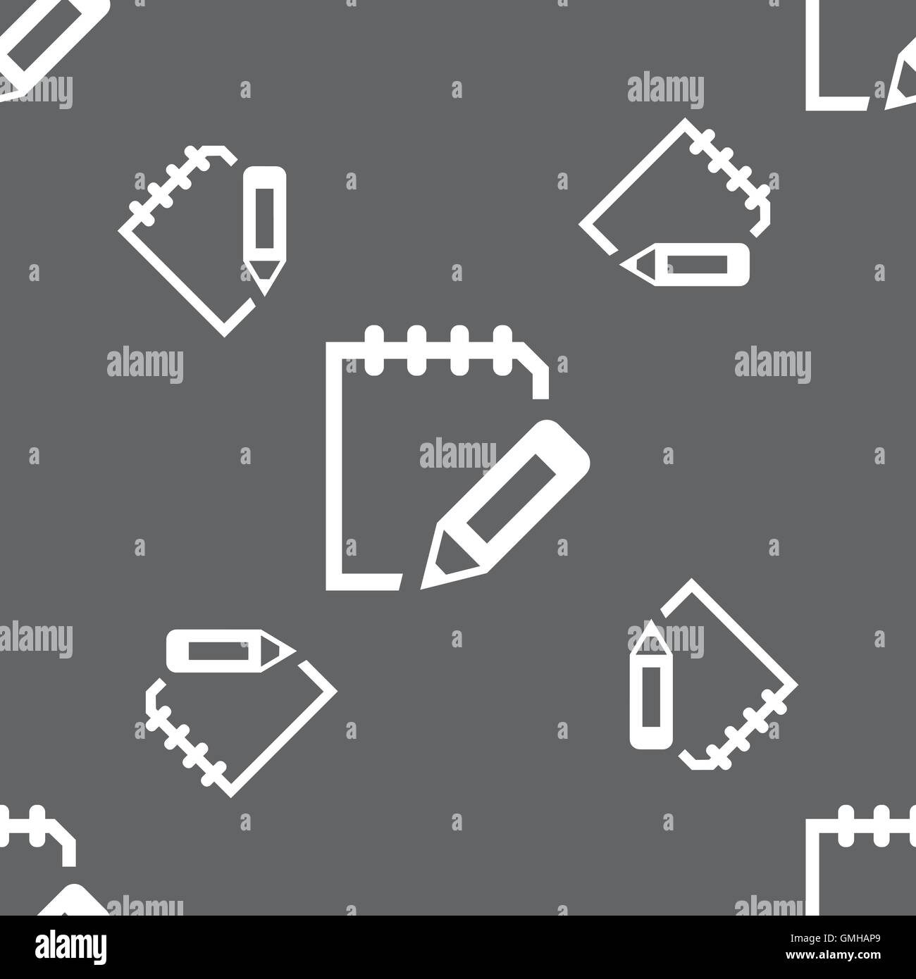 Edit document sign icon. Seamless pattern on a gray background. Vector ...