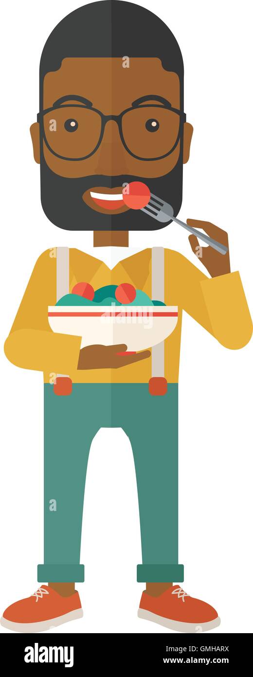 Man eating salad Stock Vector Image & Art - Alamy