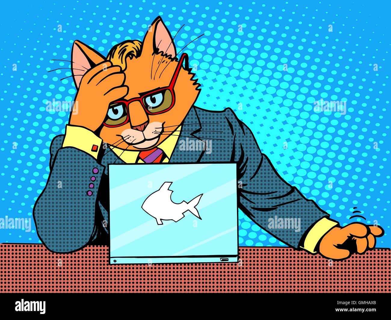 Business cat works for a laptop Stock Vector Image & Art - Alamy