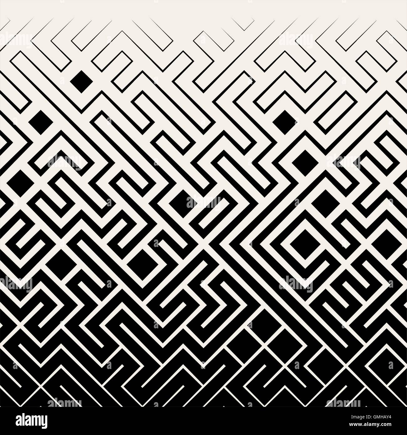 Vector Seamless Black & White Square Maze Lines Halftone Pattern Stock ...