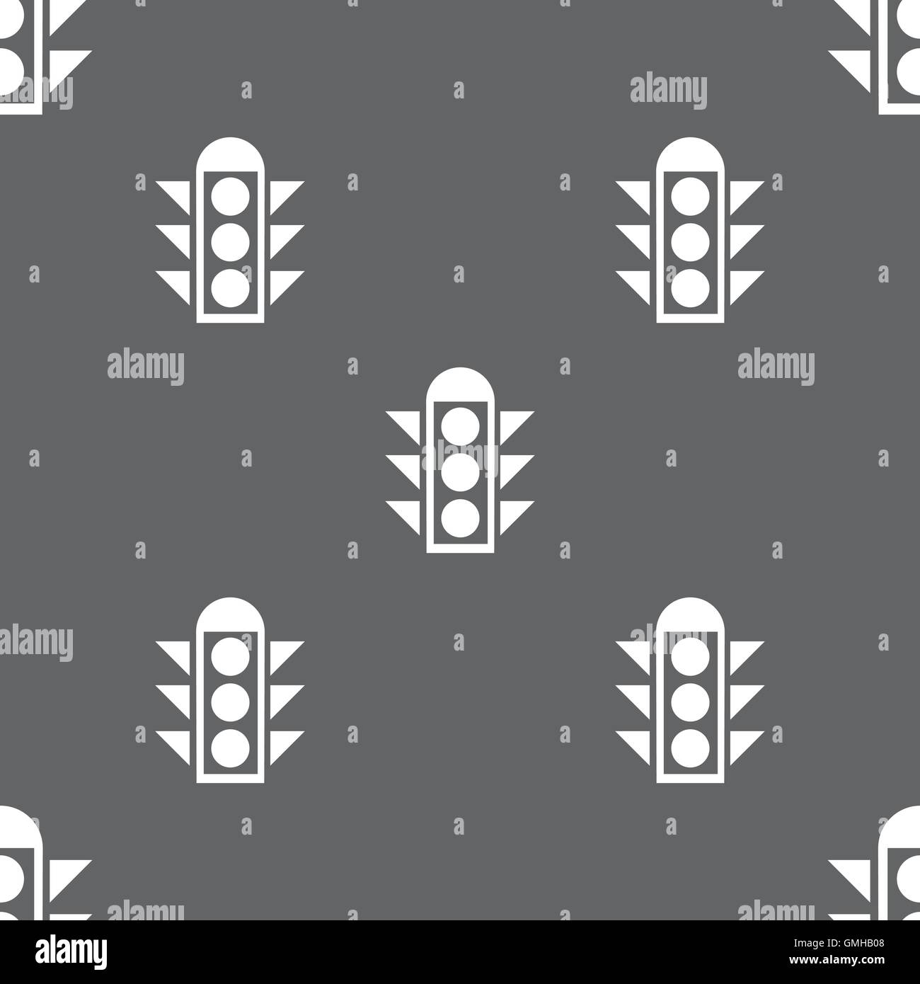 Traffic light signal icon sign. Seamless pattern on a gray background ...