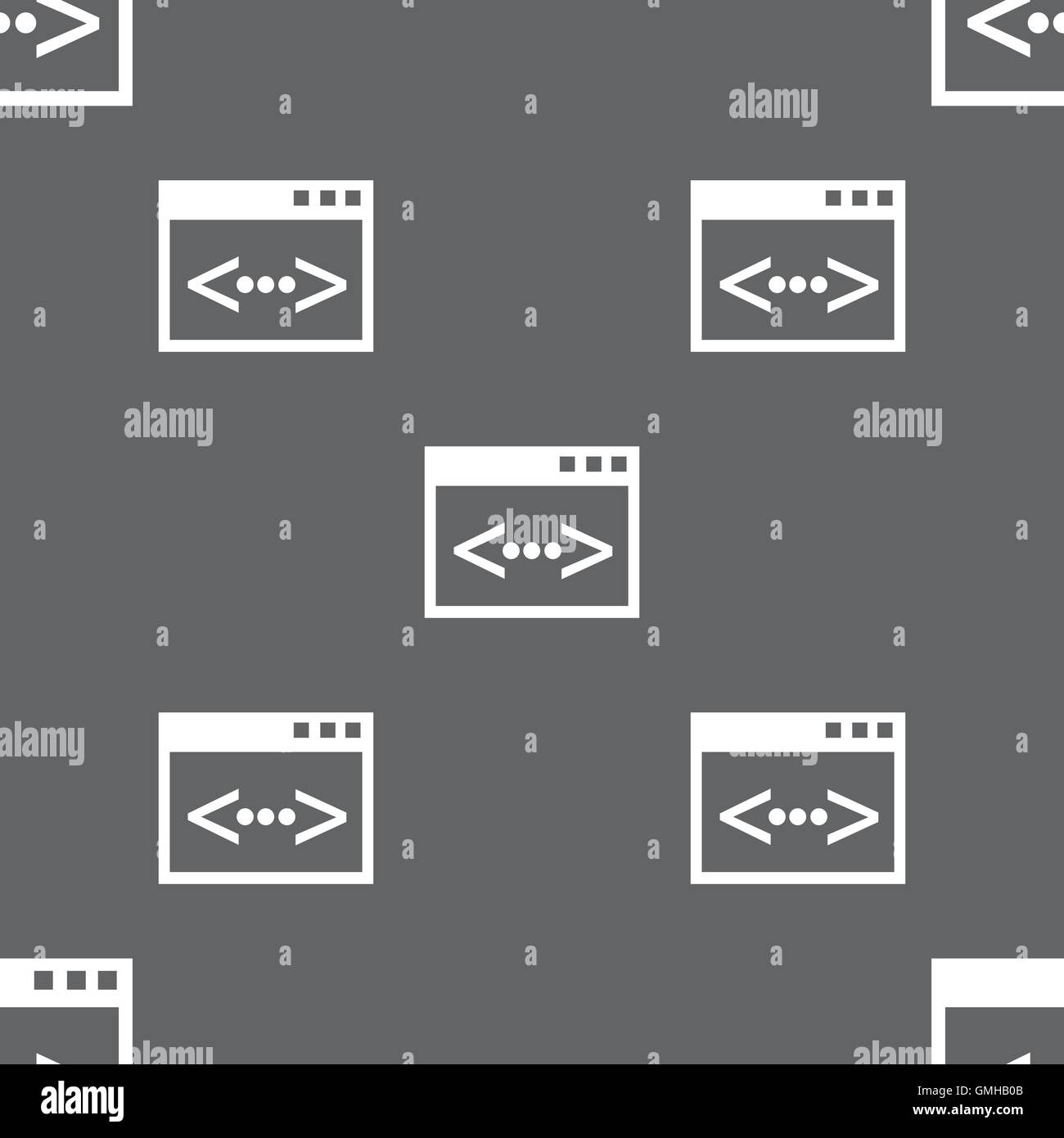 Code sign icon. Programmer symbol. Seamless pattern on a gray ...