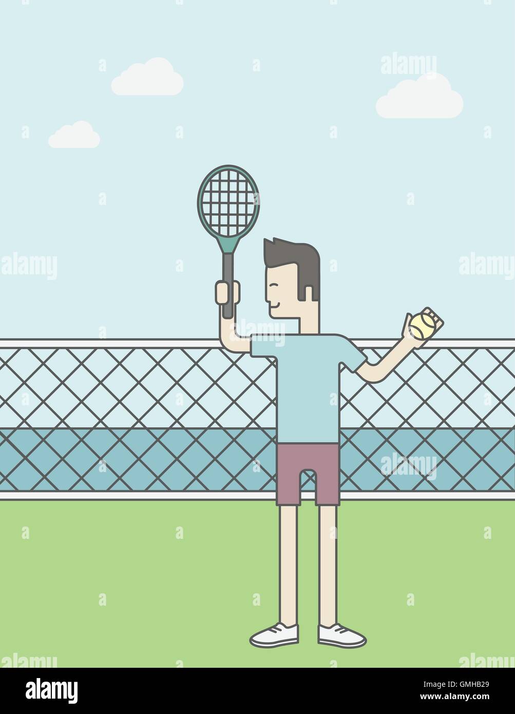 Sports man tennis court Stock Vector Images - Alamy