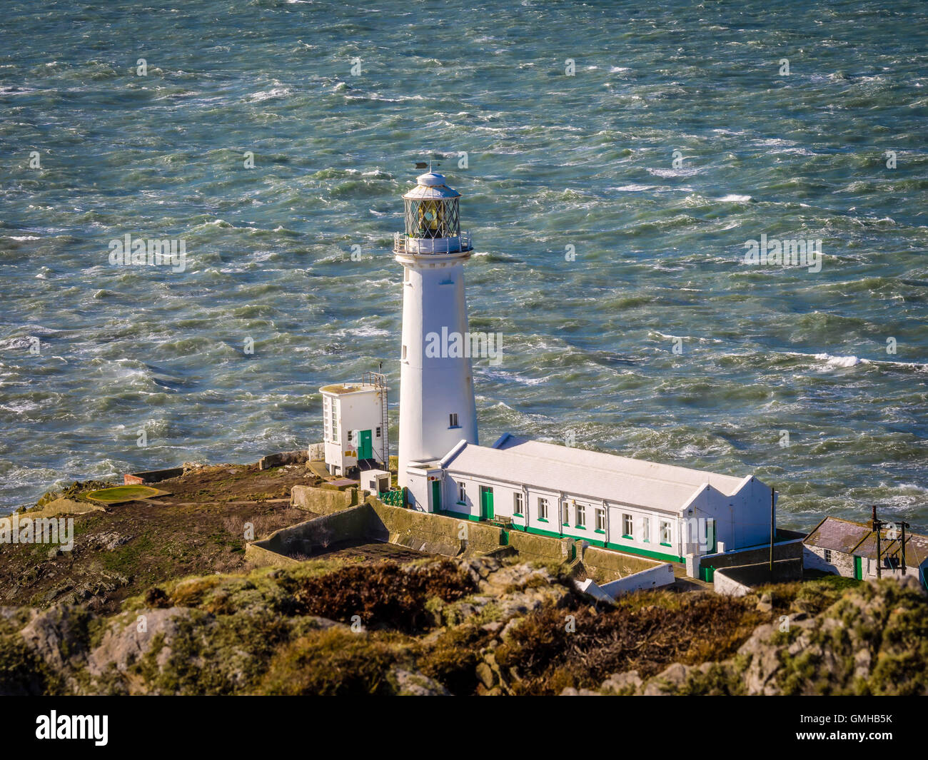 South Stack Lighthouse, Anglesey, Wales. The lighthouse is built on ...
