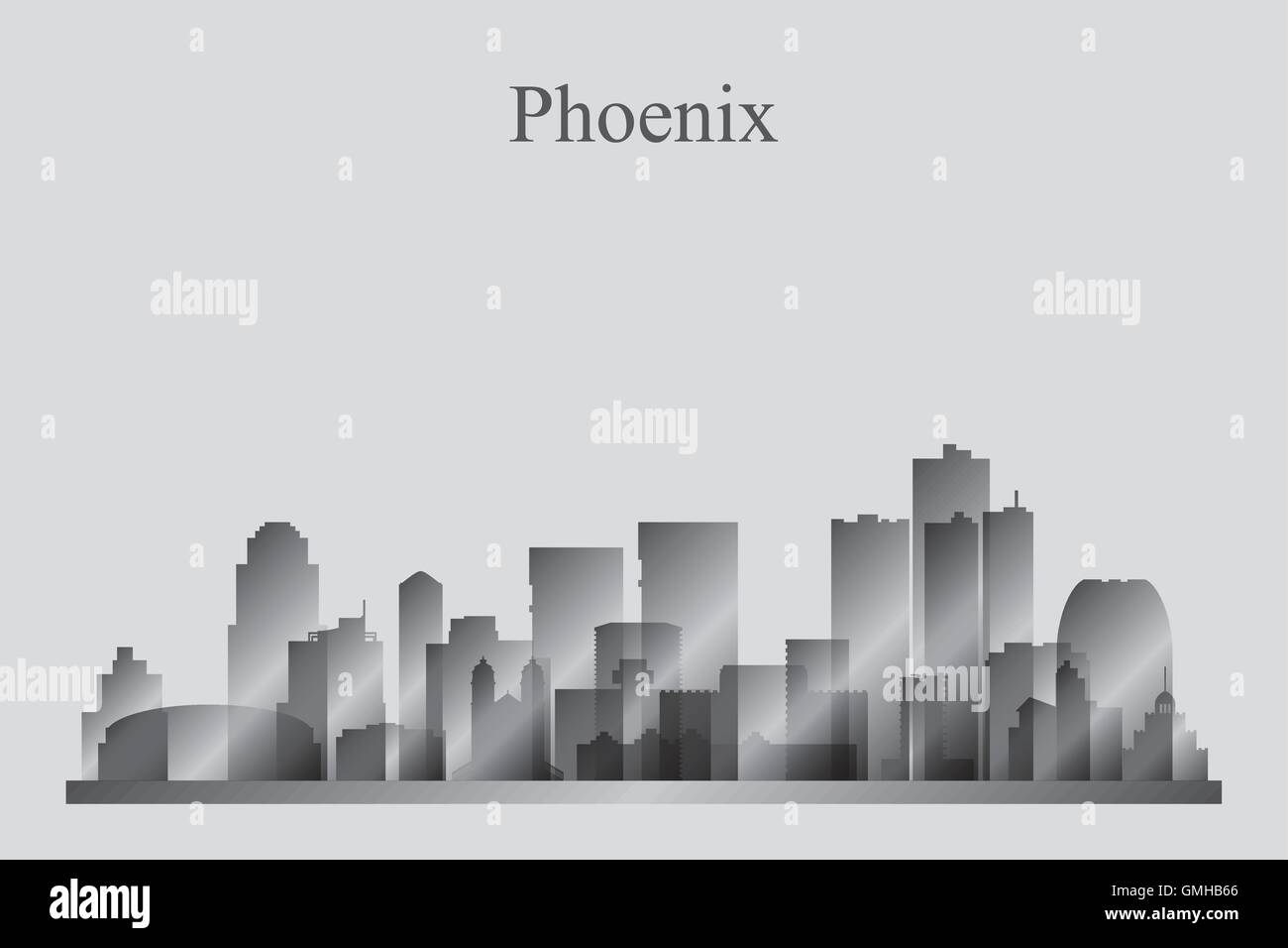 Phoenix city skyline silhouette in grayscale Stock Vector Image & Art ...