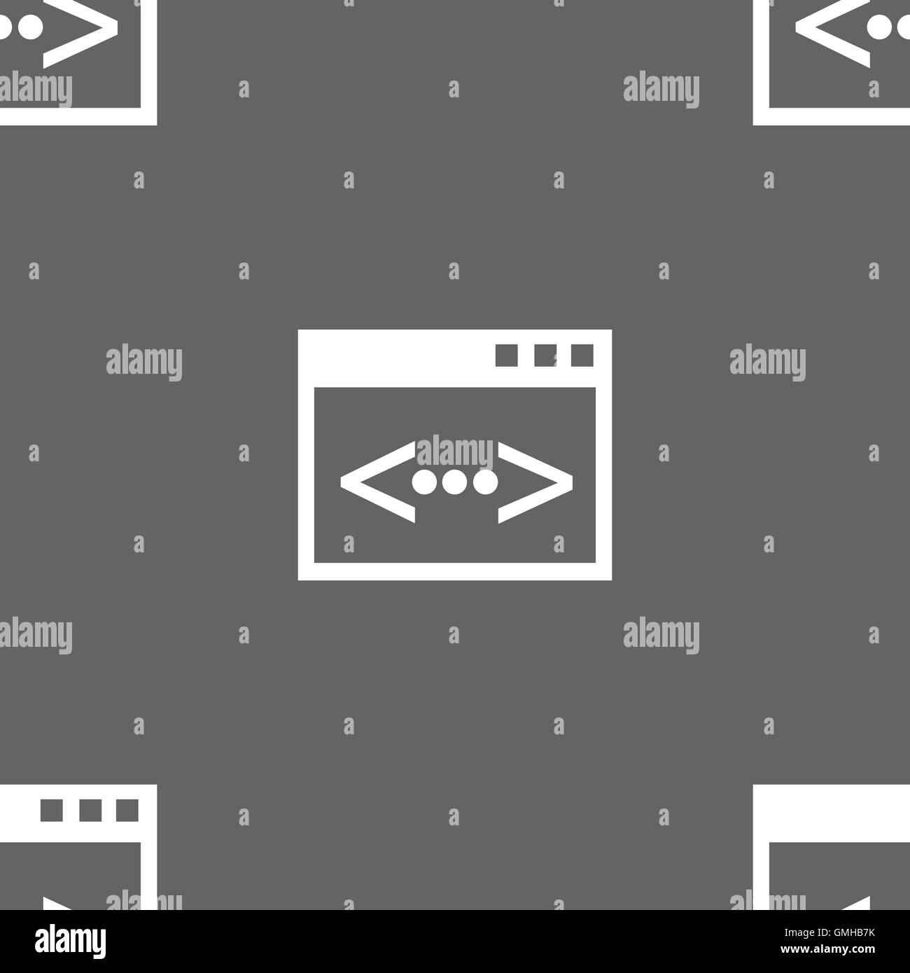 Code Sign Icon Programmer Symbol Seamless Pattern On A Gray