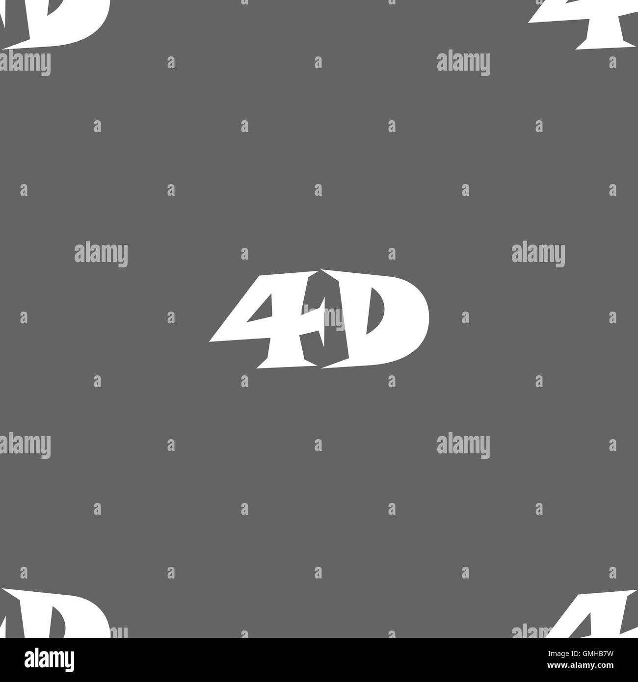 4D sign icon. 4D-New technology symbol. Seamless pattern on a gray ...